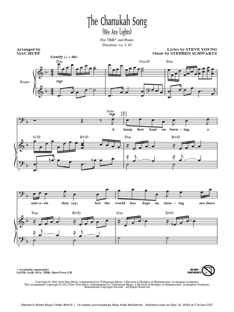 The Chanukah Song We Are Lights | PDF