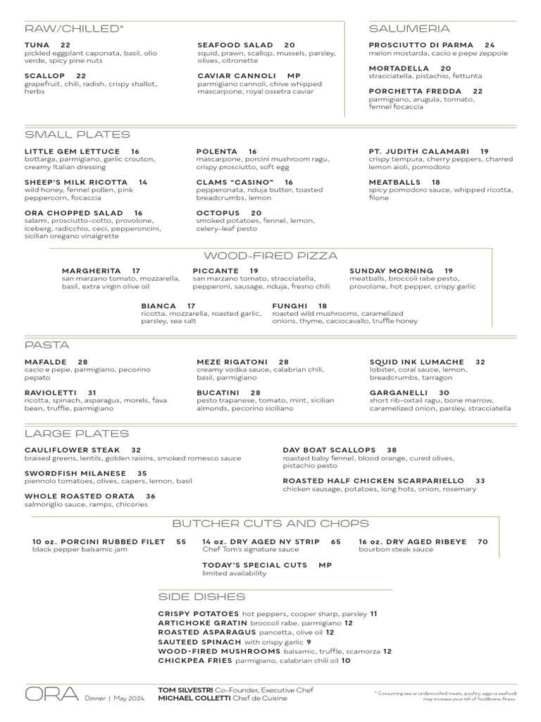 Ora Dinner Menu June 2024 | PDF | Pesto | Foods