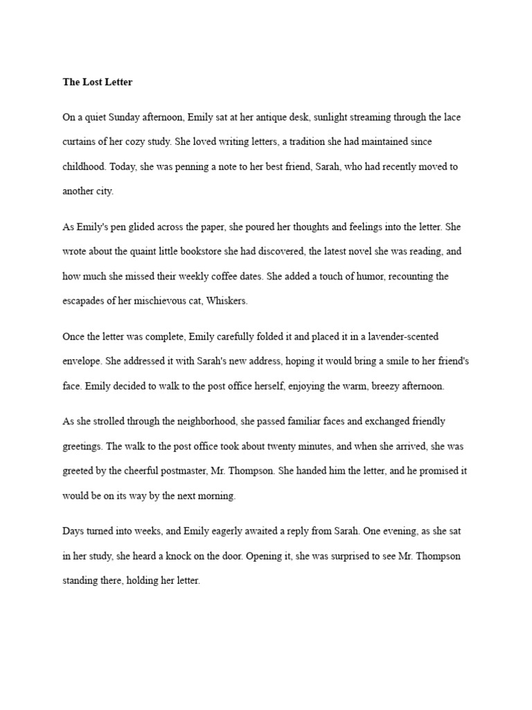 The Lost Letter: A Friendship Tale | PDF | Mystery, Thriller & Crime ...