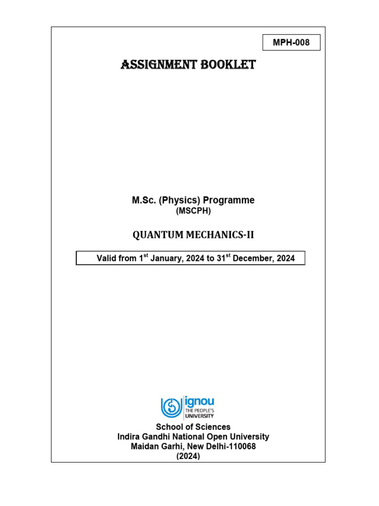 Tma, MPH 008 (2024) | PDF | Hamiltonian (Quantum Mechanics) | Wave Function