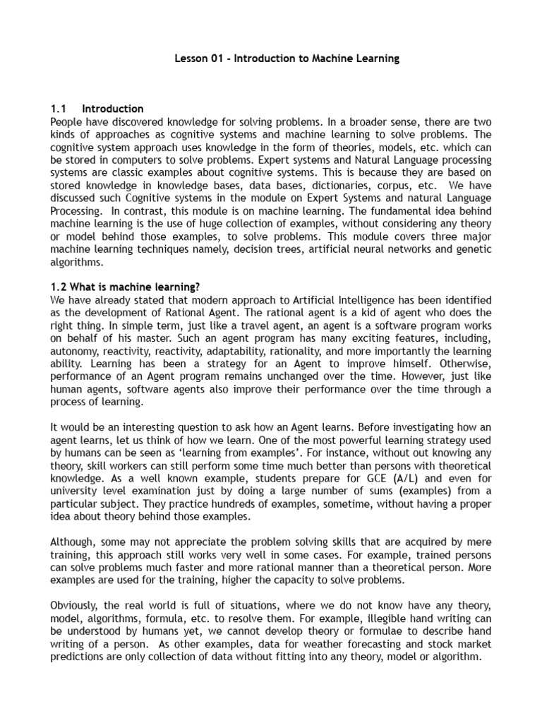 4 Lesson 01 | PDF | Machine Learning | Intelligence (AI) & Semantics