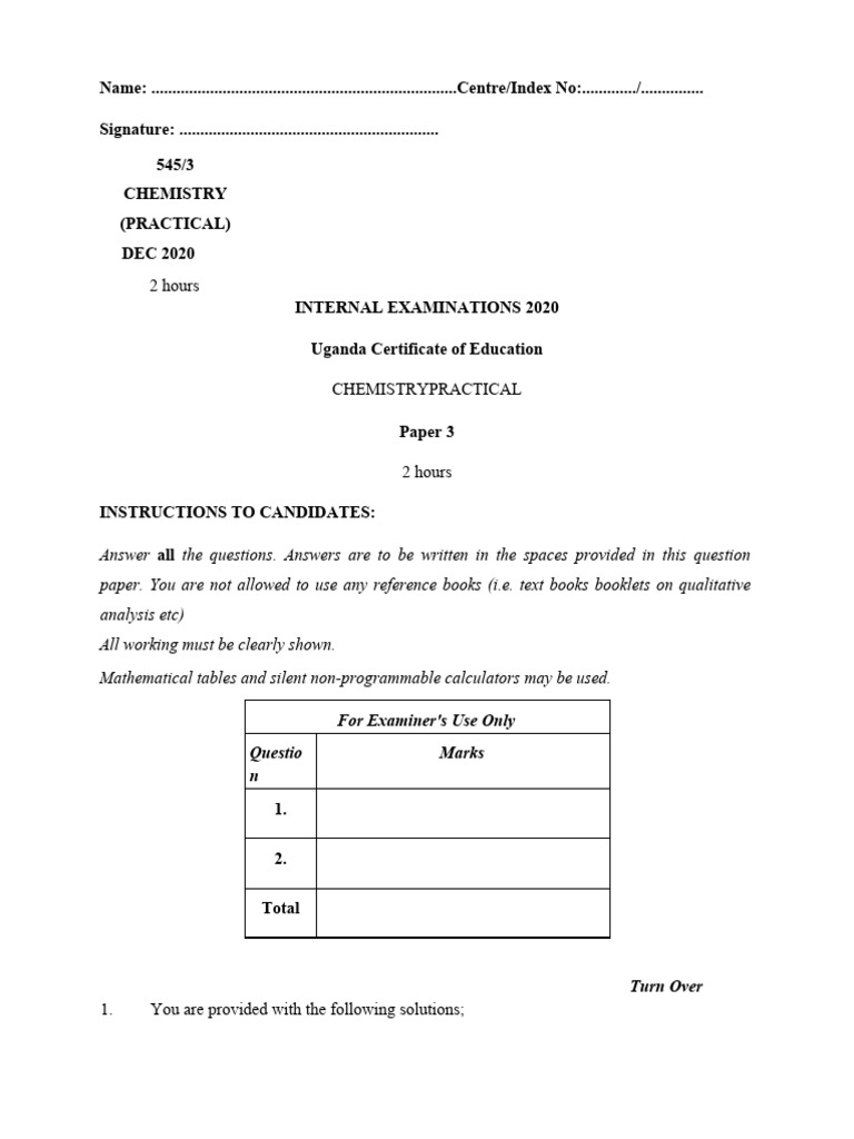 s.4 Chem Paper 3 Final | Download Free PDF | Titration | Chemistry
