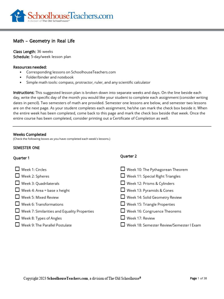 Math Geometry in Real Life Lesson Plan Fillable 3 28 23 | PDF ...