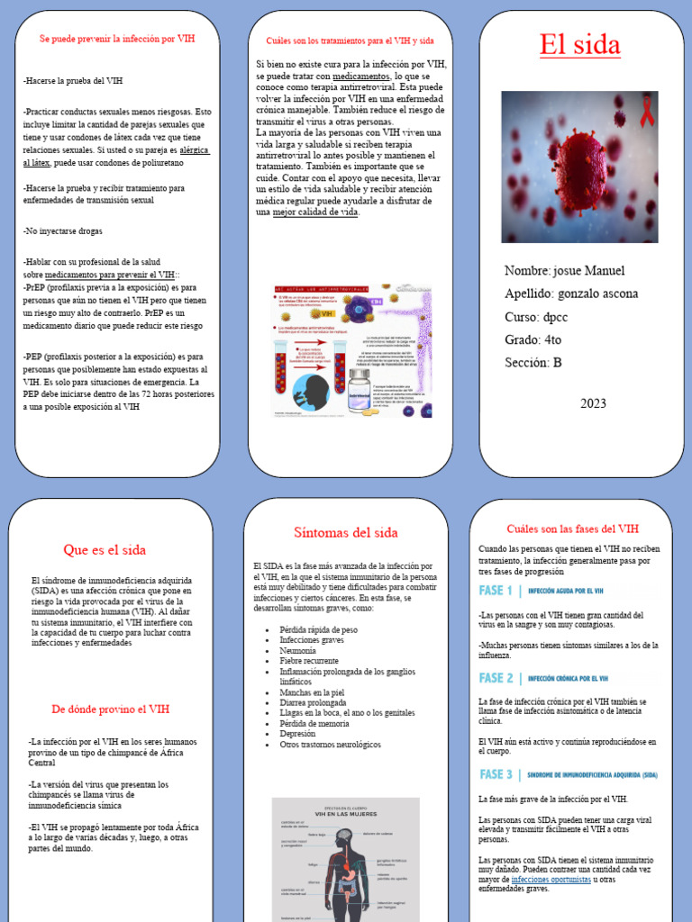 Triptico Del Sida | Descargar gratis PDF | VIH / SIDA | VIH
