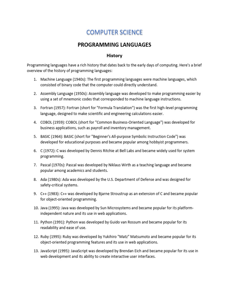 Computer Science Course Content 1 Pdf Data Type Computer Programming