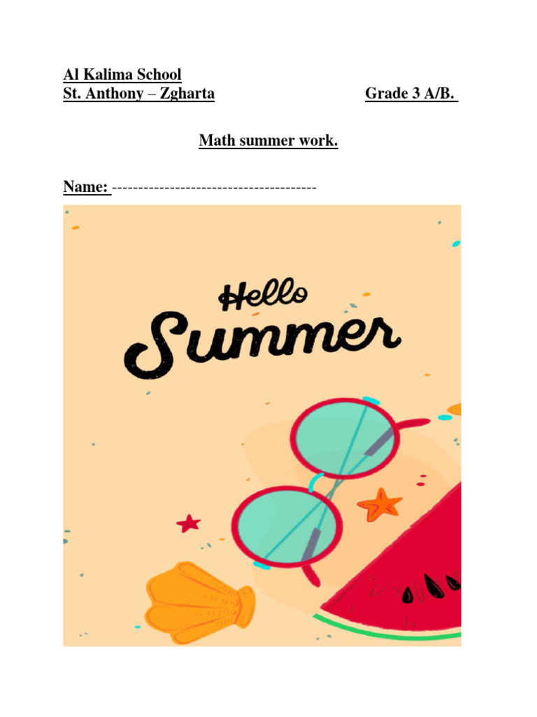 Grade 3 Math Summer Work | PDF | Mathematics | Arithmetic