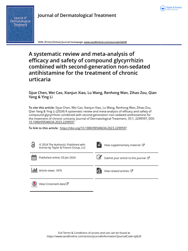A Systematic Review and Meta-Analysis of Efficacy and Safety of Compound Glycyrrhizin Combined ...
