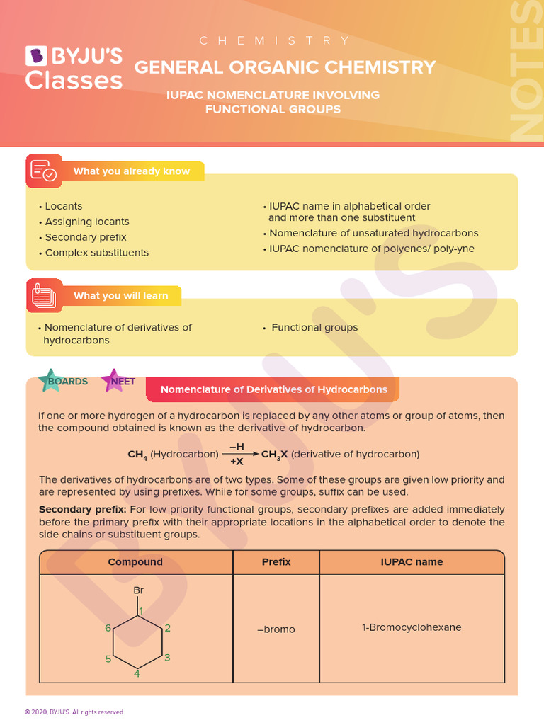 4-IUPAC Nomenclature Involving Functional Groups | PDF | Functional ...