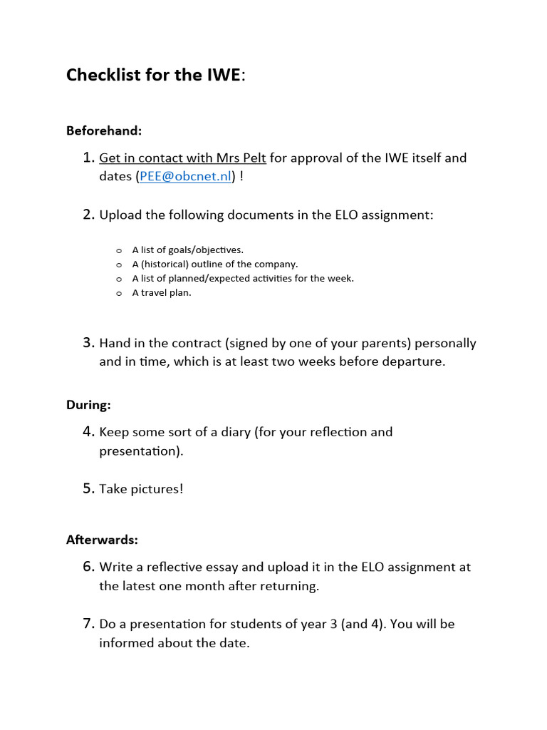 Checklist IWE | PDF
