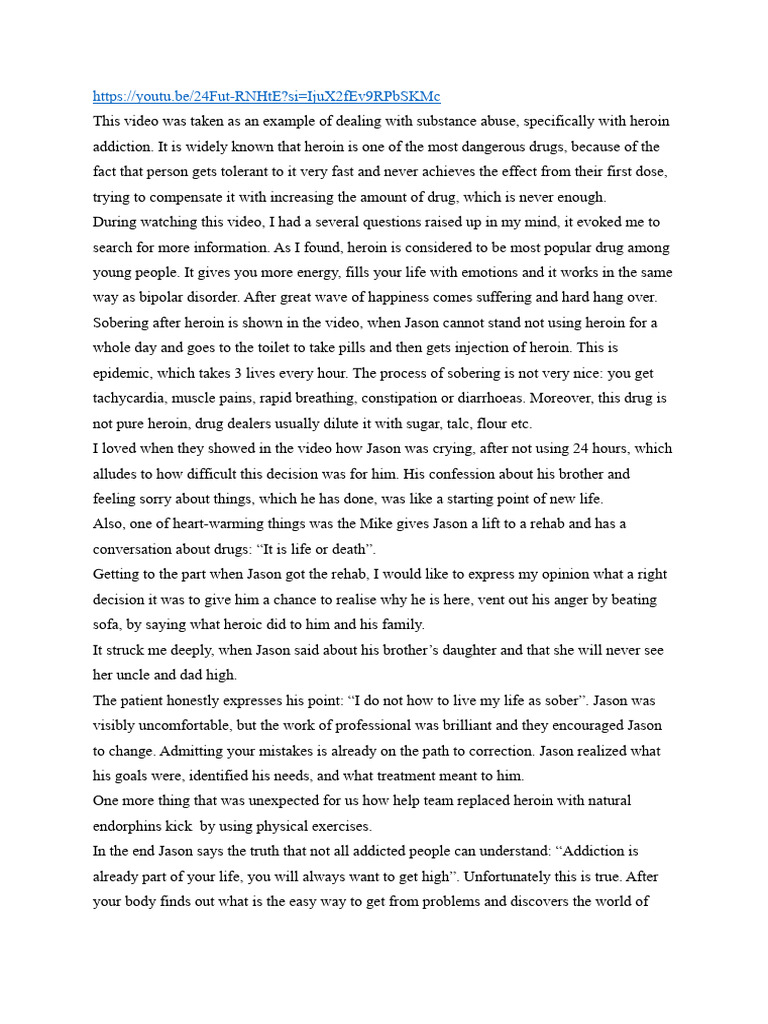 Substance Use Case | PDF | Heroin | Substance Abuse