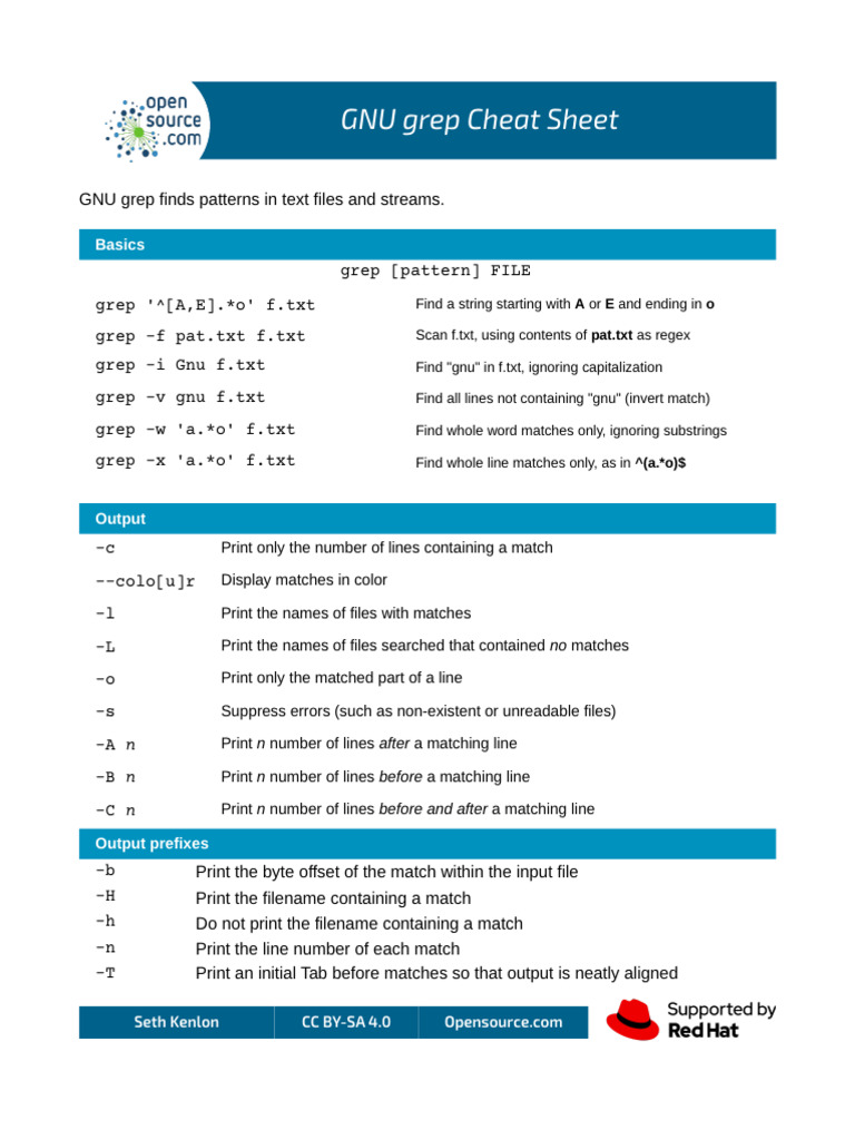 Grep Cheatsheet From Opensource - Com - Osdc - Cheatsheet-Grep | PDF | Regular Expression ...