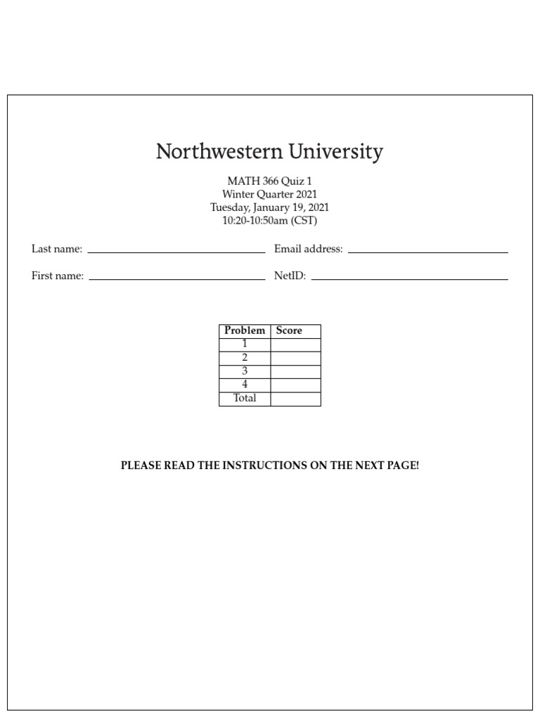 Math 366 Winter 2021 Quiz 1 | PDF | Option (Finance) | Put Option