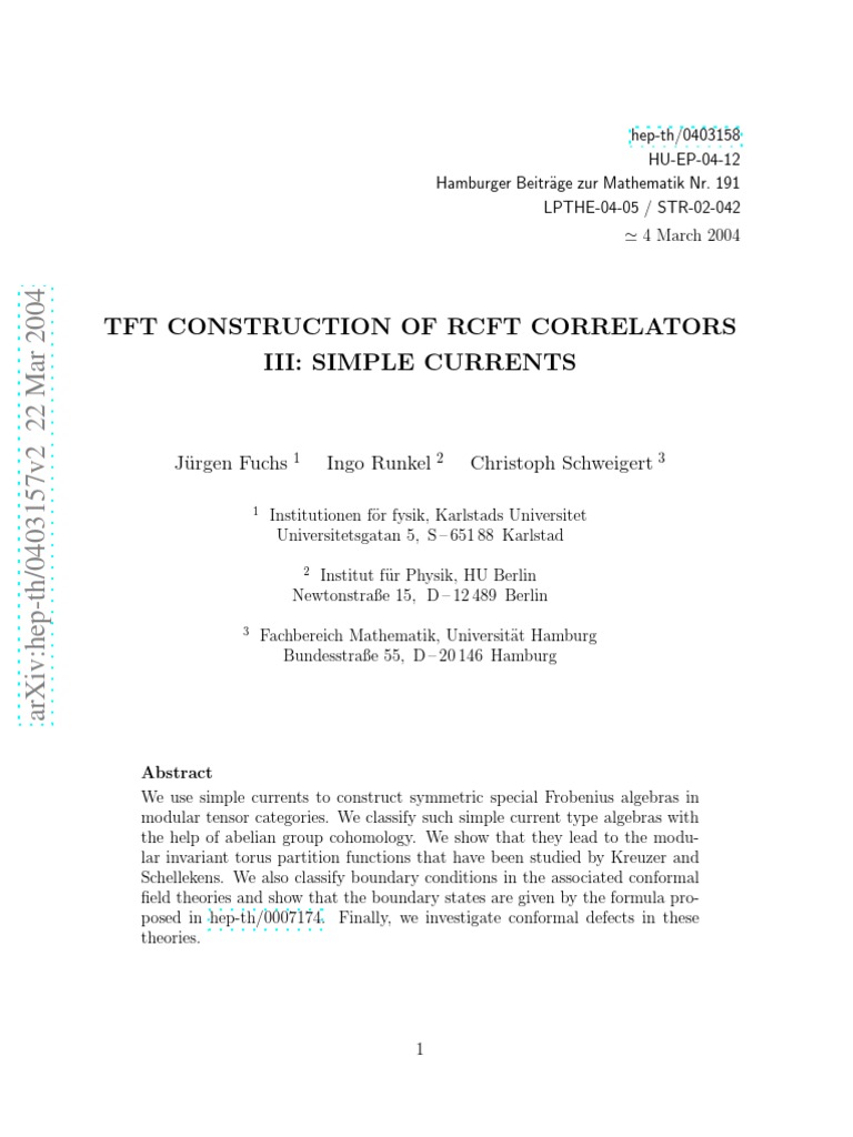 Jurgen Fuchs, Ingo Runkel and Christoph Schweigert - TFT Construction ...