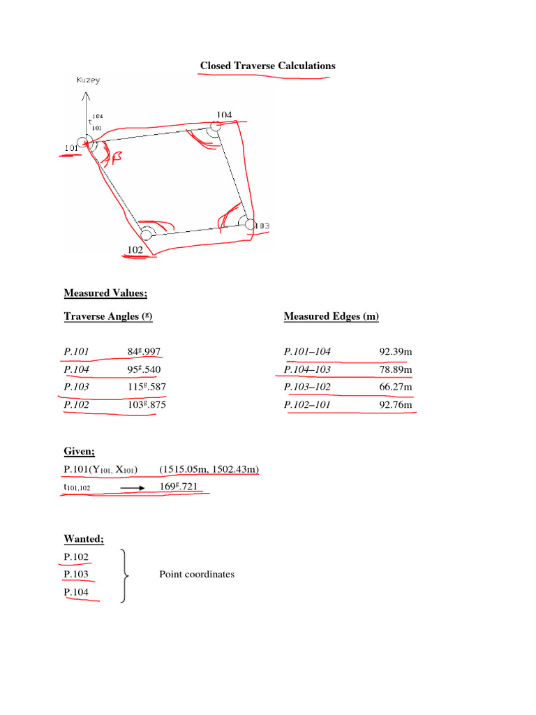 Closed Traverse | PDF