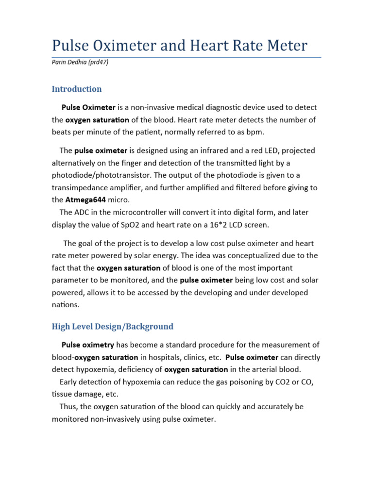 Pulse Oximeter | Download Free PDF | Analog To Digital Converter ...