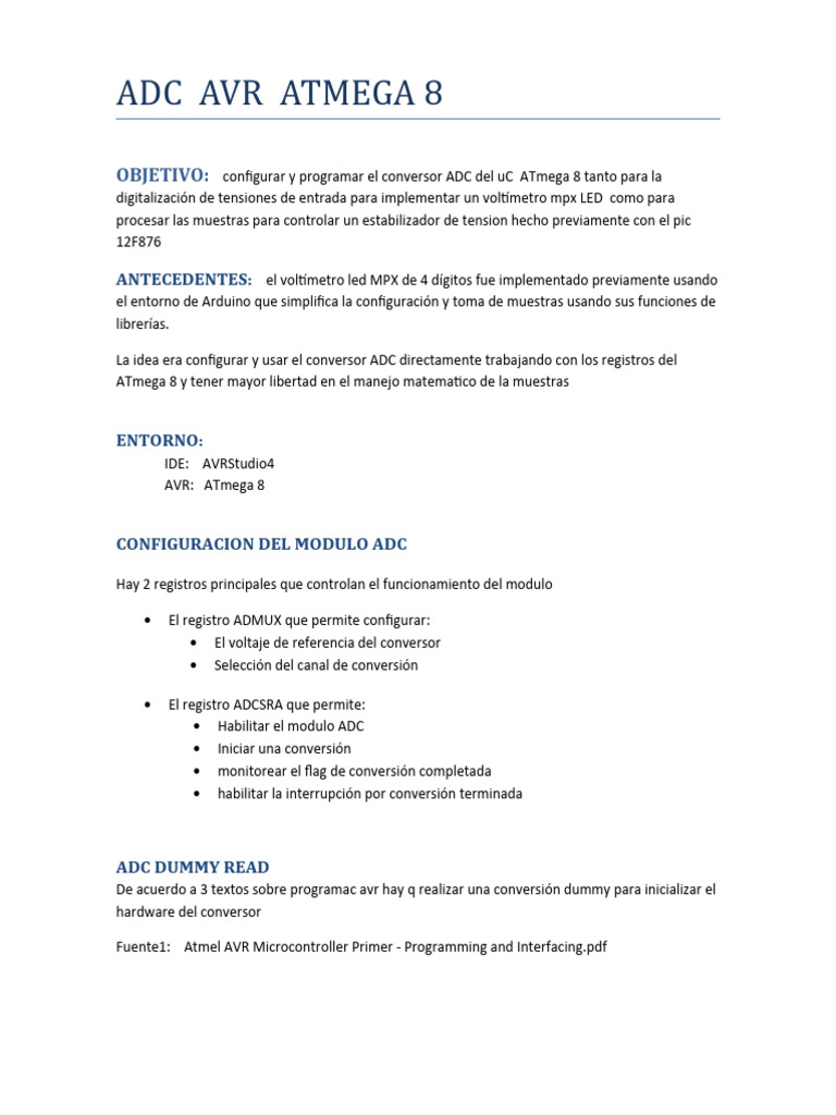 ADC AVR ATMEGA 8 | PDF