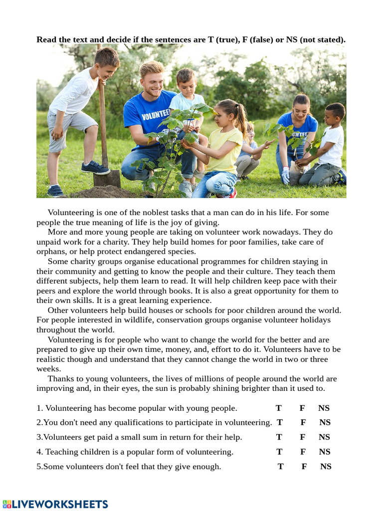 Volunteering Reading Comprehension | PDF