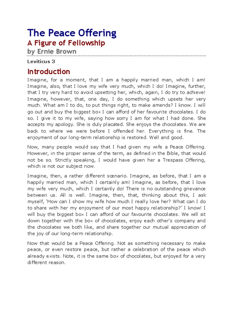 Peace Offering Examples – Peace Offering Meaning – WOQTDI