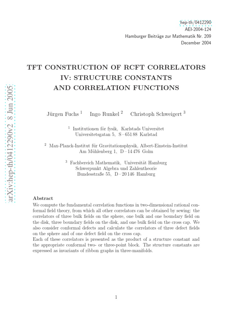 Jurgen Fuchs, Ingo Runkel and Christoph Schweigert - TFT Construction ...
