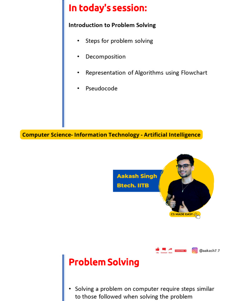 Class 11 CS 083 Introduction To Problem Solving | PDF | Algorithms ...