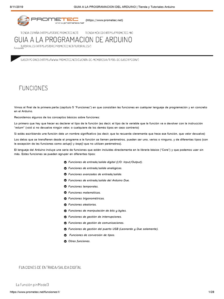 GUIA A LA PROGRAMACION DEL ARDUINO - Tienda y Tutoriales Arduino | PDF | Arduino | Poco