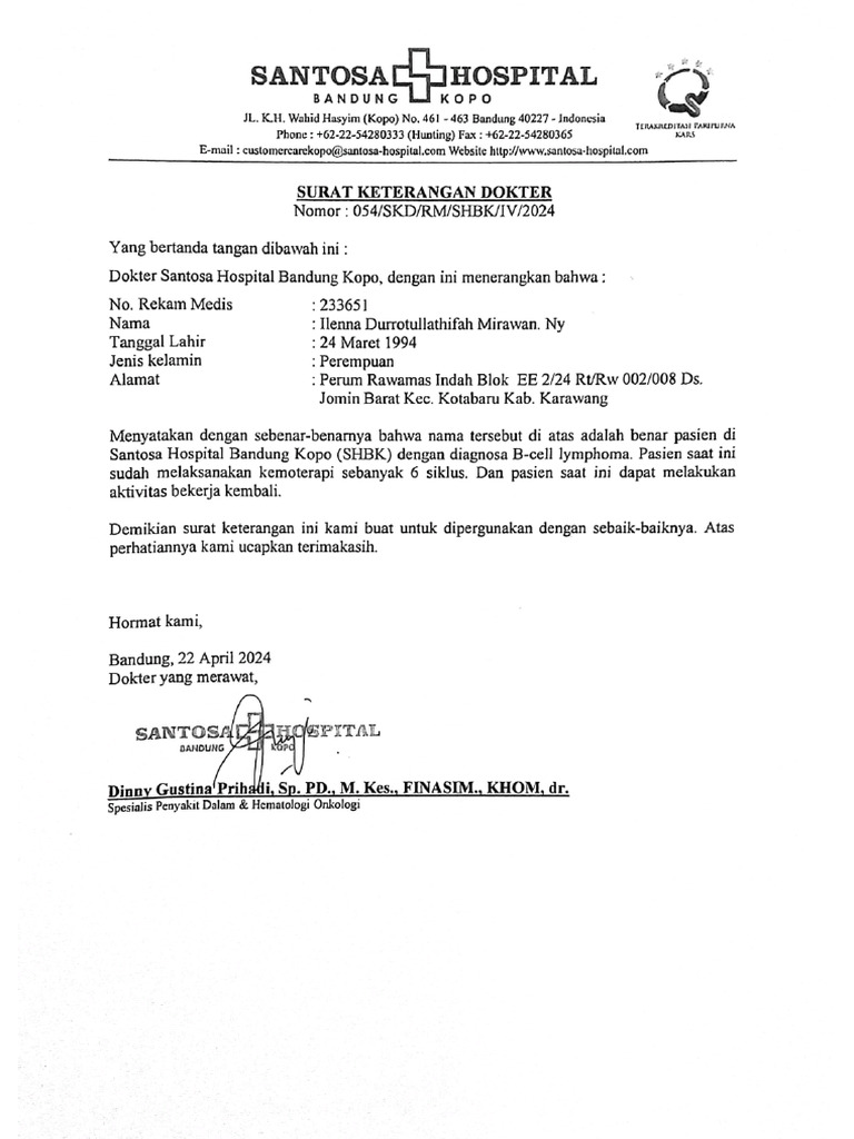 Surat Sehat Contoh | PDF