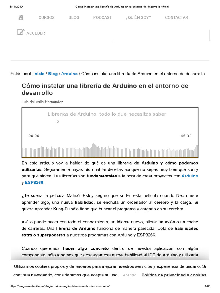 Como instalar una librería de Arduino en el entorno de desarrollo oficial | PDF | Cookie HTTP ...