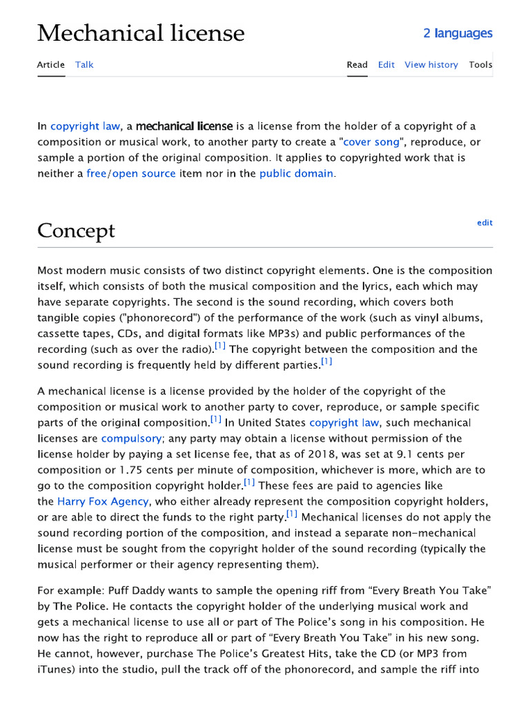 Mechanical license | PDF
