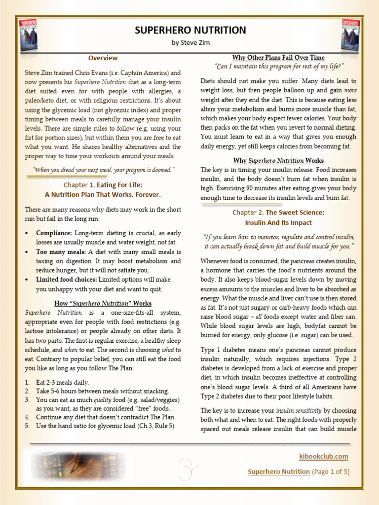 Superhero Nutrition | PDF | Dieting | Diabetes