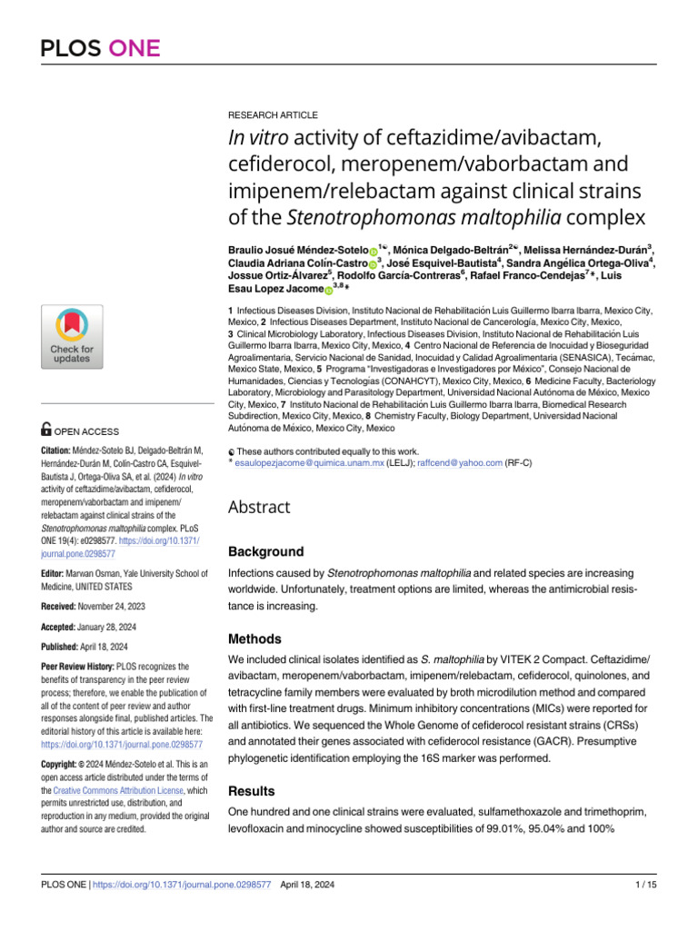 In Vitro Activity of Ceftazidime-Avibactam, Cefiderocol, Meropenem ...