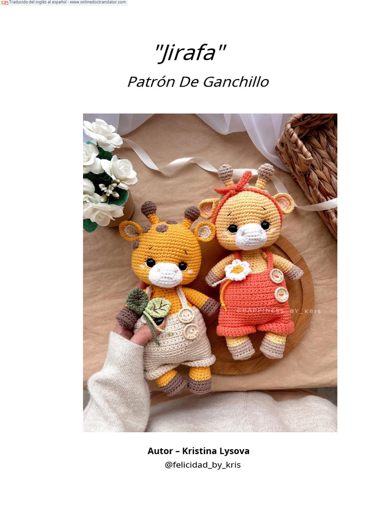 Patrón de Ganchillo: Jirafa Amigurumi | PDF | Tejer | Textiles