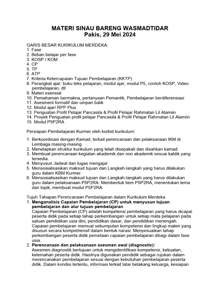 Materi Sinau Bareng Wasmadtidar | PDF | Karier & Perkembangan