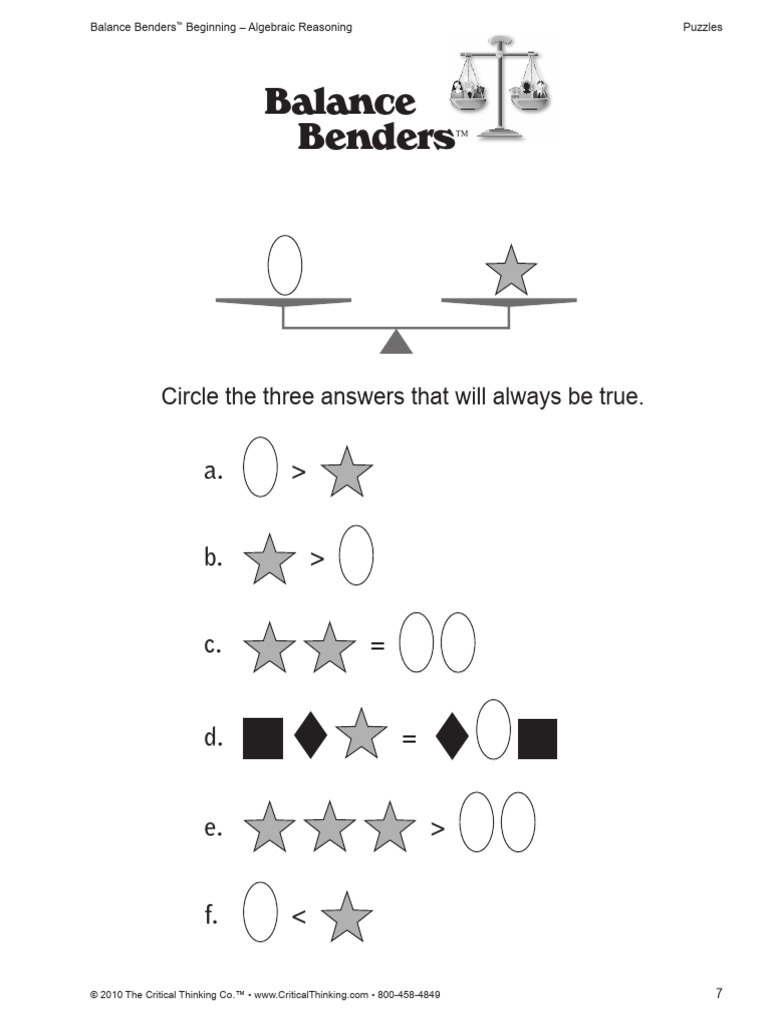 Balance Benders Beginning p7 | PDF