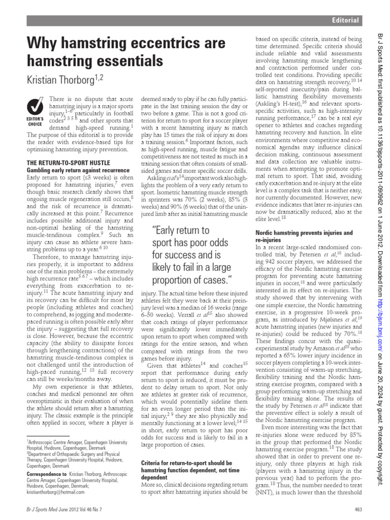 Why Hamstrings Eccentrics Are Essentials | PDF | Strength Training | Musculoskeletal System