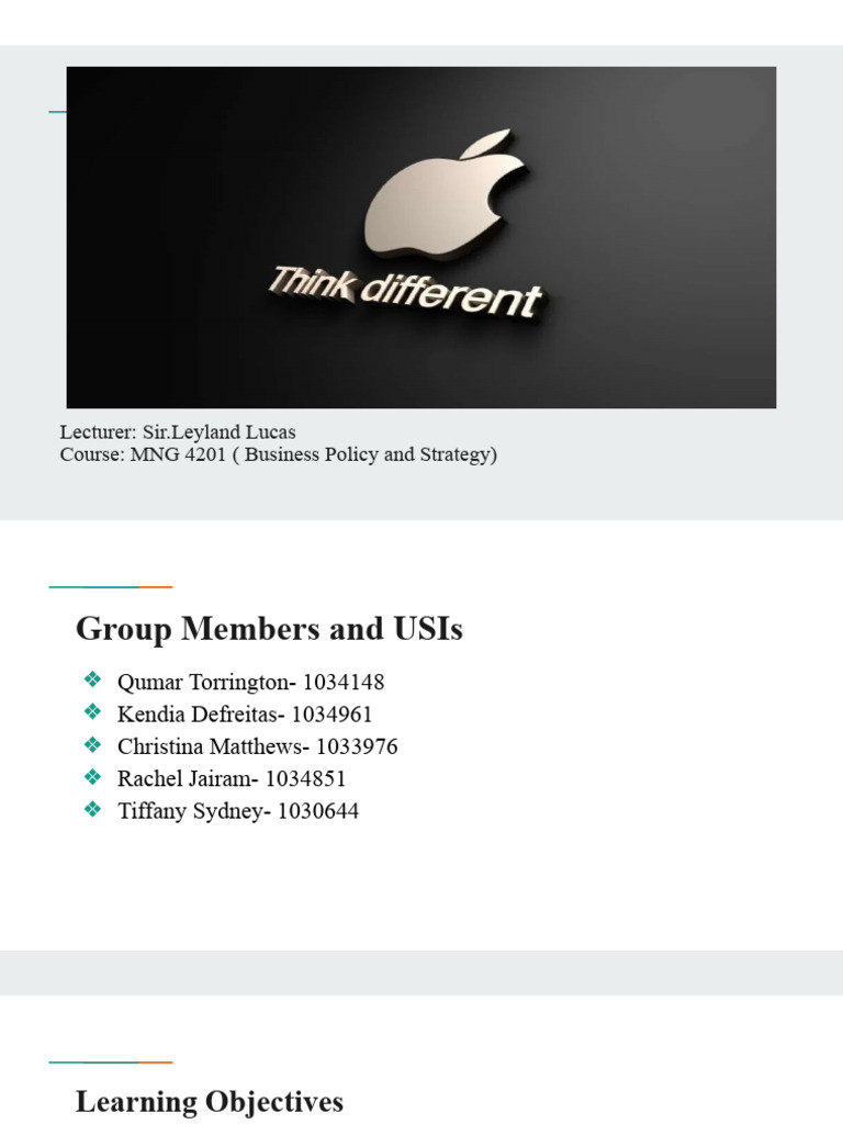 MNG4201 - Apple Inc. Case Study PPT (1) | PDF | Business