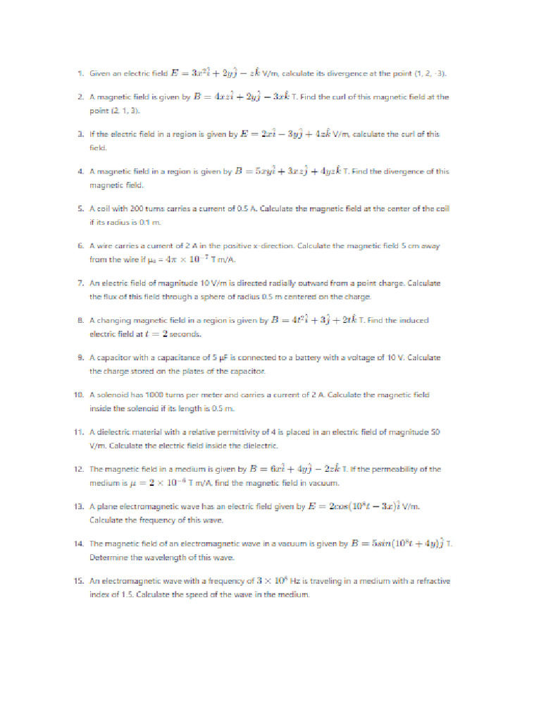EM Waves Assignment 1 | PDF