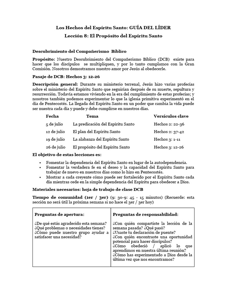 Lección 8 Hechos 3 12-26 | PDF | espíritu Santo | La resurrección de Jesús