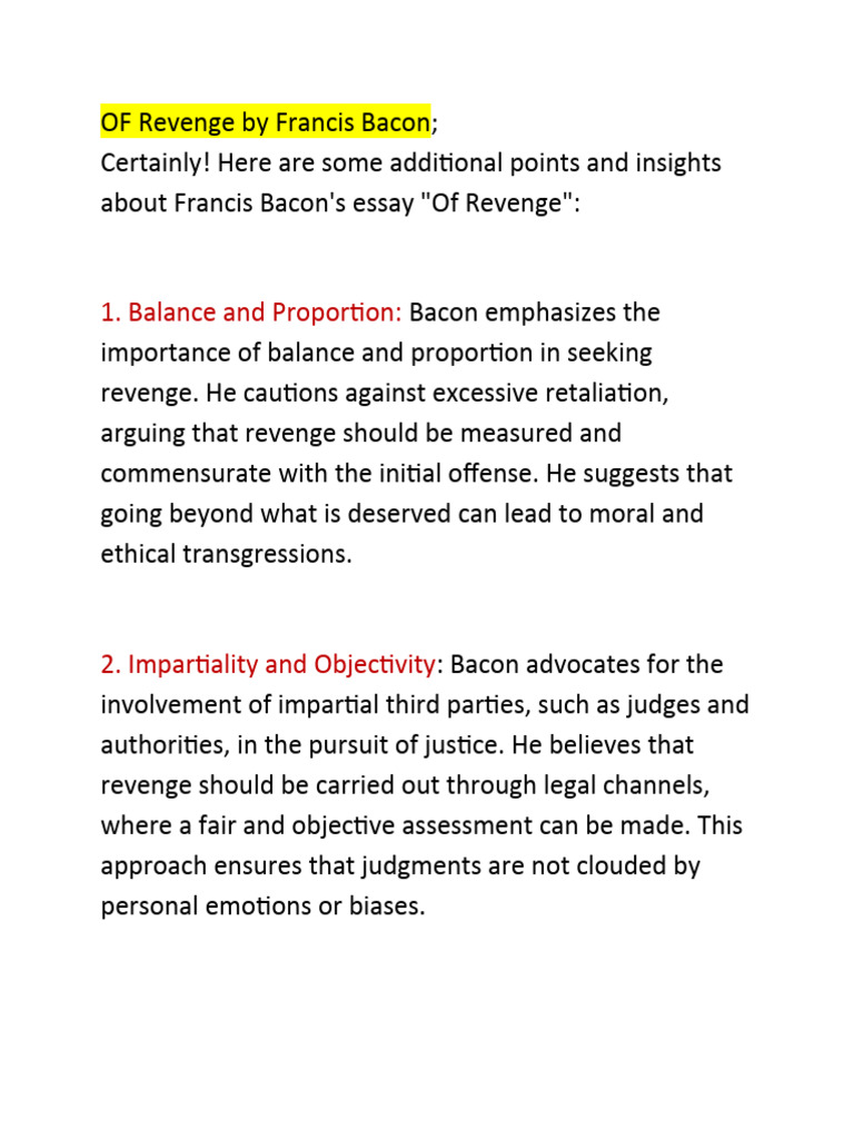 Summary of OF REVENGE | PDF | Revenge | Forgiveness