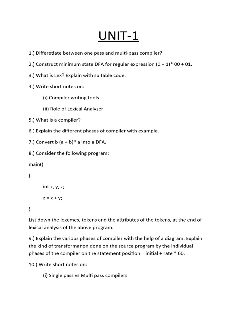 CD Question Bank | PDF | Parsing | Compiler