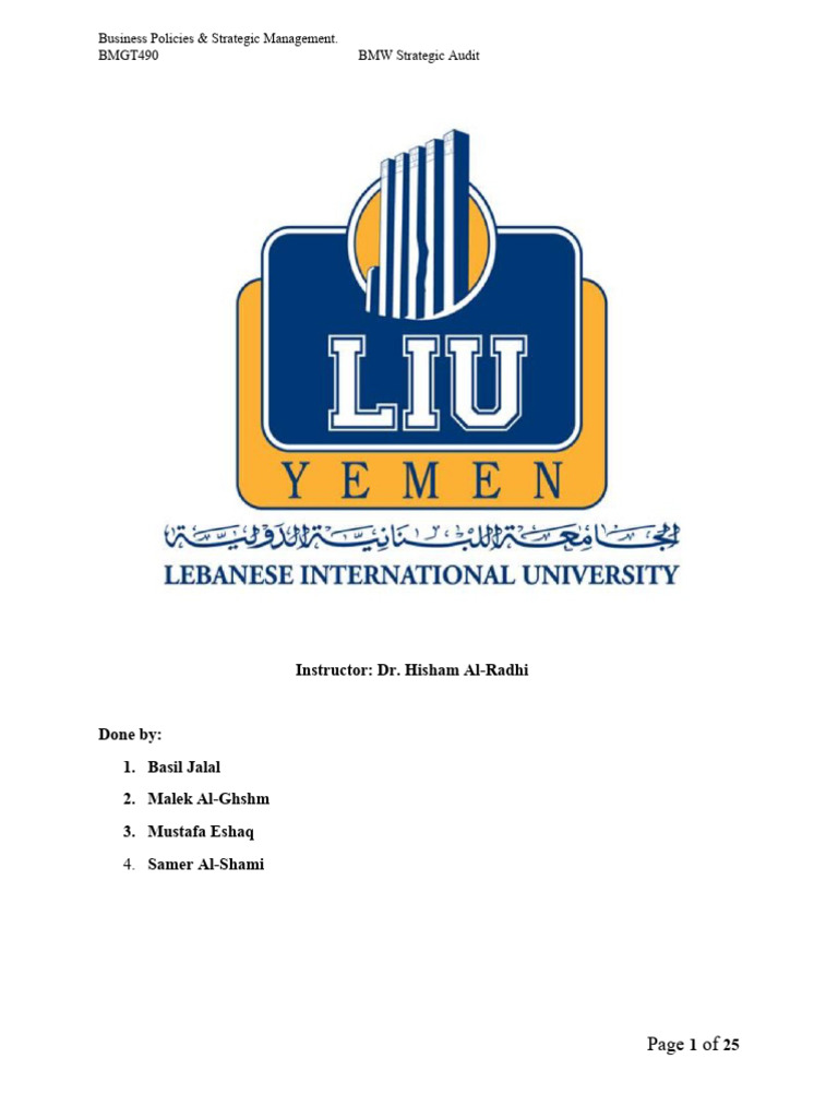 BMW Startegic Audit Report | PDF | Bmw | Strategic Management