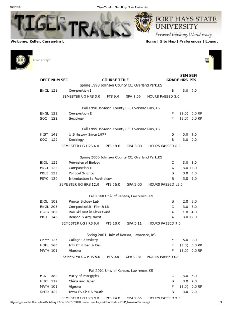 CMartin Unofficial Transcript | PDF | Mathematics | Liberal Arts Education
