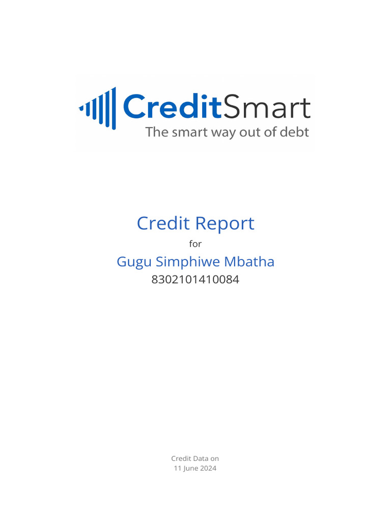 Credit Report - Gugu Simphiwe Mbatha (8302101410084) | PDF | Credit | Finance & Money Management
