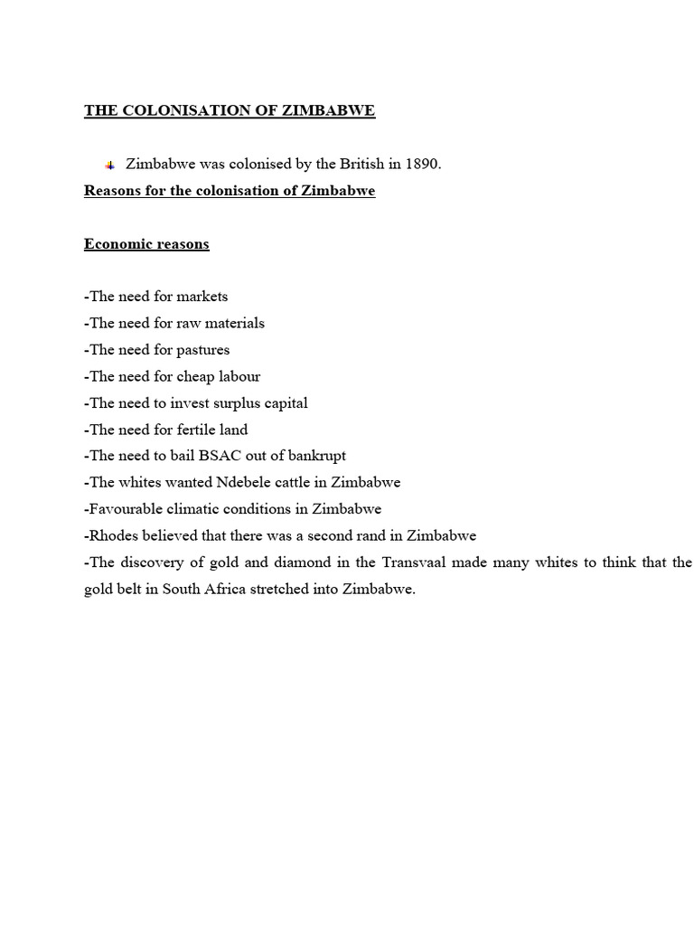 The Colonisation of Zimbabwe | PDF | Politics | History