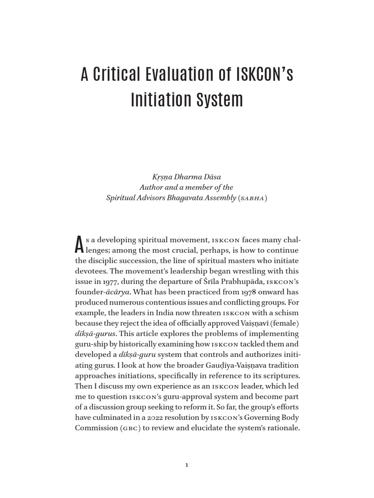 ICJ14 05 Krishna Dharma ISKCONs Initiation System v4-1 | PDF | Guru | Krishna