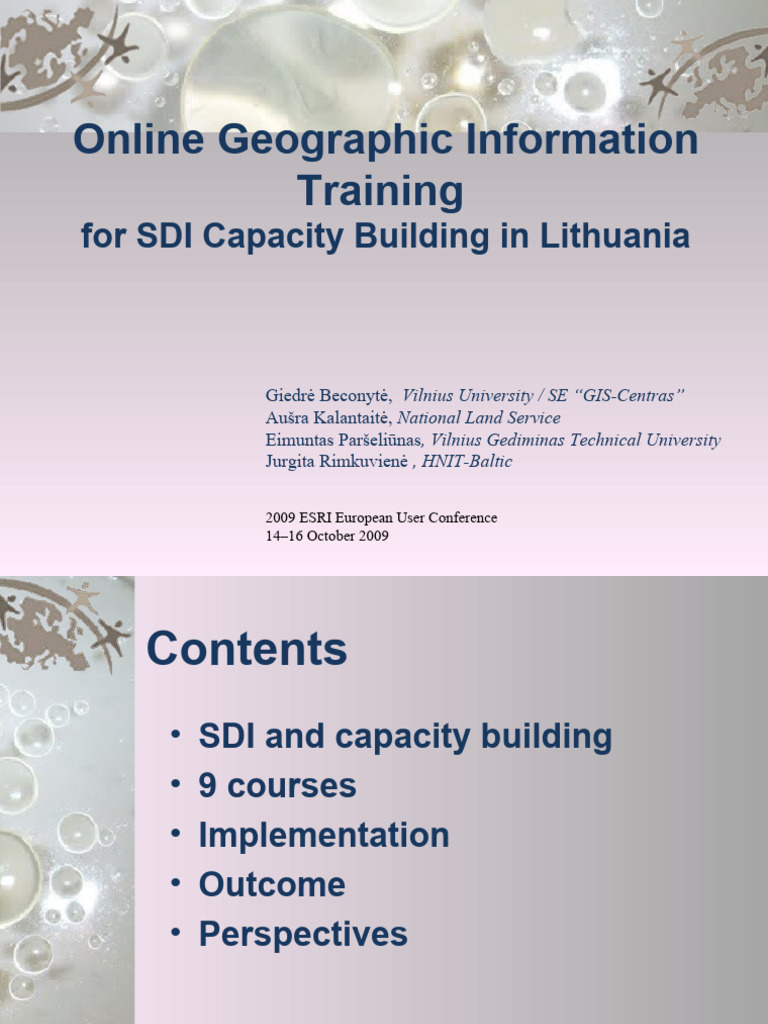 Online GIS Training for SDI in Lithuania | PDF | Esri | Arc Gis