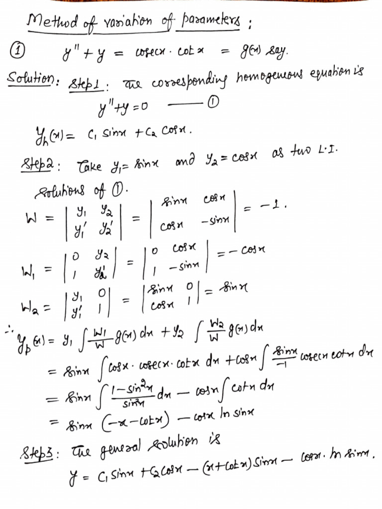 Method of Variation of Parameters | PDF