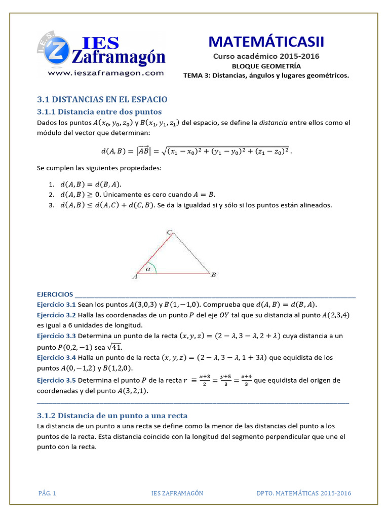 Mat2.METRICA | PDF | Línea (geometría) | Distancia
