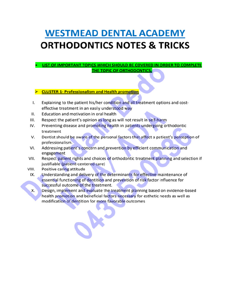 Orthodontics Notes and Tricks | PDF