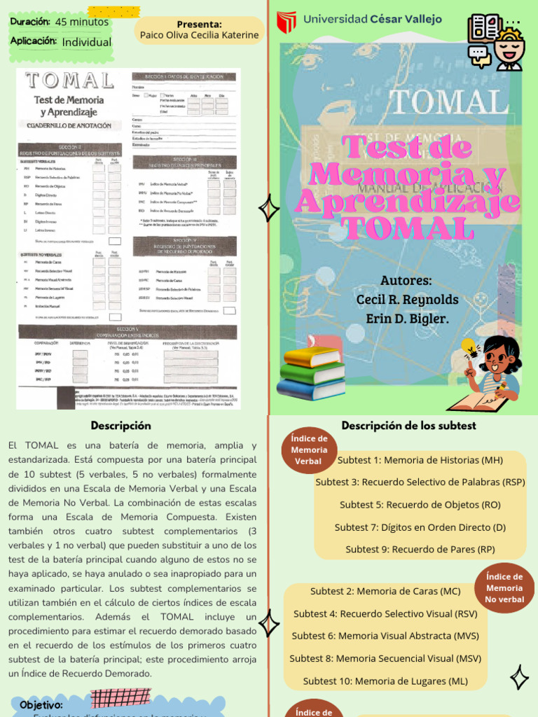 Folleto Test TOMAL - Memoria | PDF | Memoria | Cognición