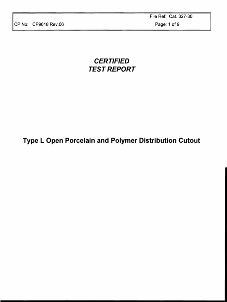 L Open Porcelain and Polymer Distribution Cutout Certified Test Report ...
